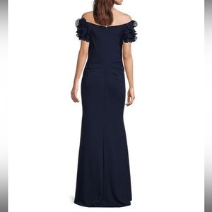 Xscape | Dresses | Xscape Navy Blue Rosette Offtheshoulder Short Sleeve ...